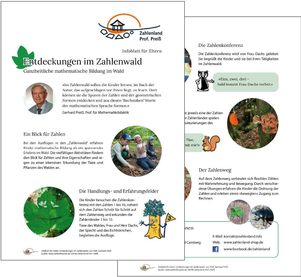 Infoblatt zur Elterninformation: Zahlenwald - Zahlenland Prof. Preiß